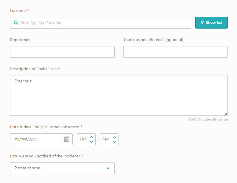 Log a Maintenance/Fault Reporting case in Helpline